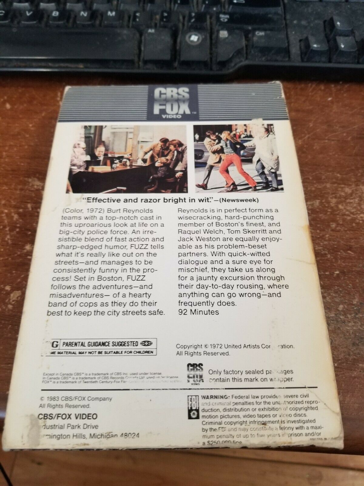 Fuzz VHS Comedy CBS FOX Video Burt Reynolds 1983 Rare - Box Only - VHS ...