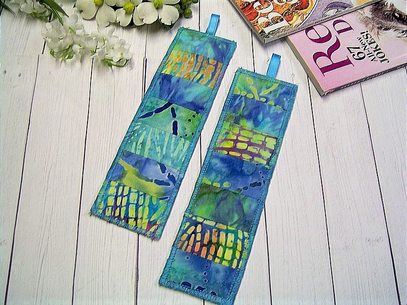 Handmade "OCEAN" 2 Reversible Batik Patchwork Bookmarks - Student ...