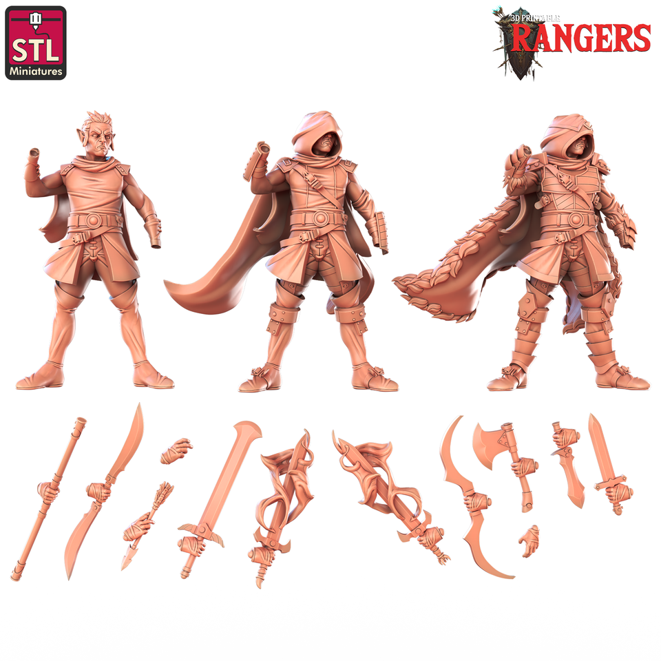 3D Printed STL Miniatures Elf Male Ranger A Rangers 28 - 32mm War ...