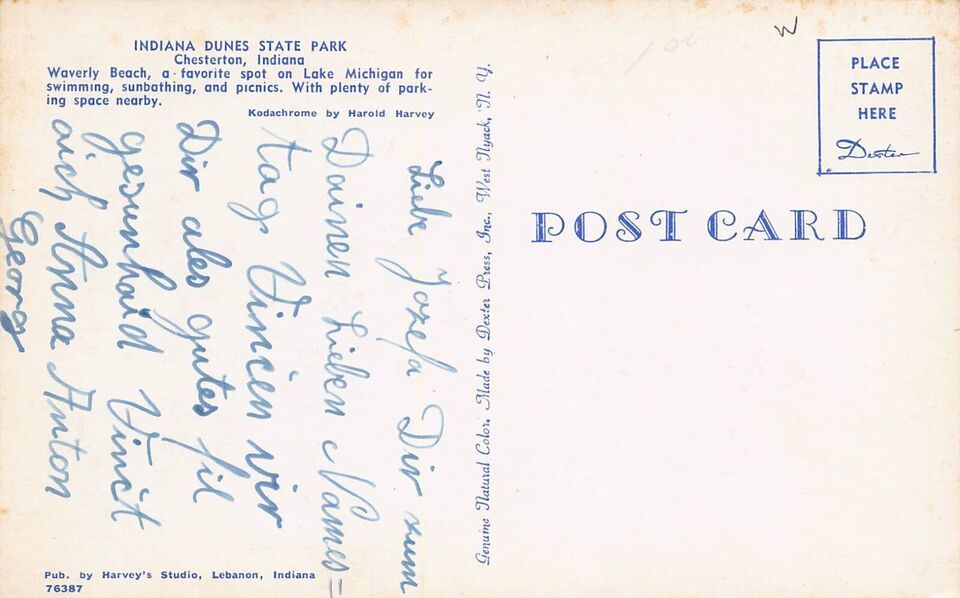 Waverly Beach Chesterton Indiana Dunes State Park 1960s postcard ...