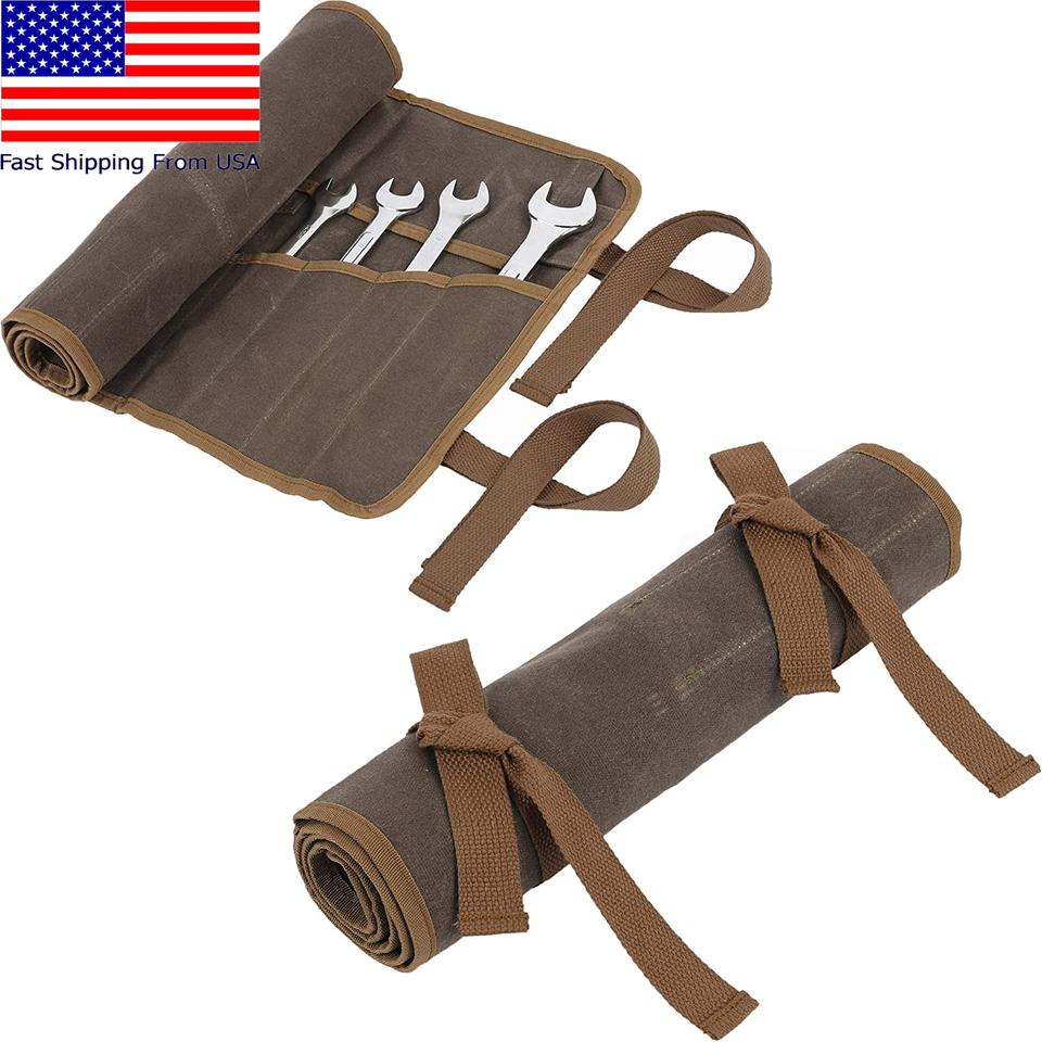 Wrench Roll Up Pouch, Heavy Duty Waxed Canvas Tool Bag Tool Assorted ...