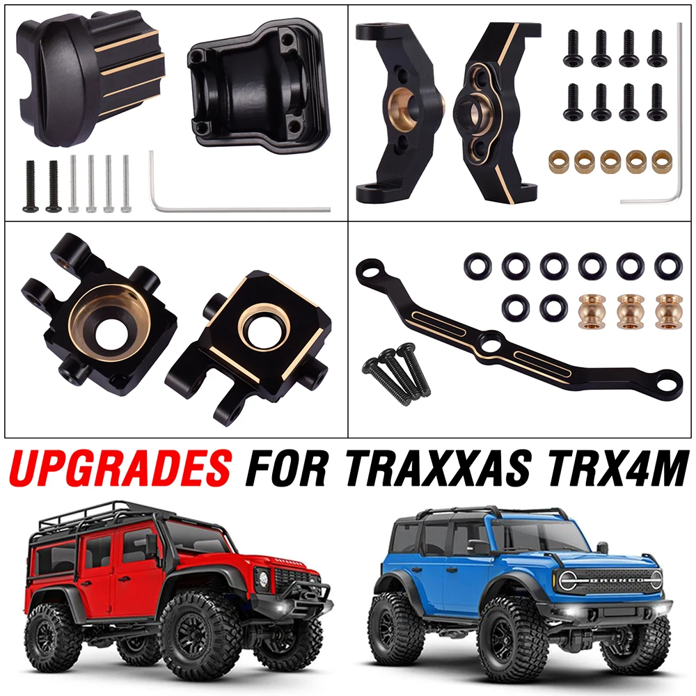 For TRX4M Upgrades Brass Steering Link Knuckle Alex Diff Cover Caster ...