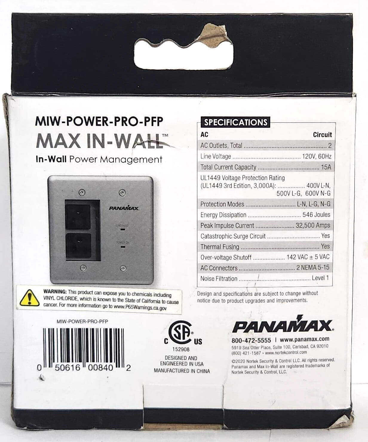 NEW Panamax® Max-In-Wall Power-Pro-PFP-MIW-POWER-PRO-PFP - Power Strips & Surge Protectors