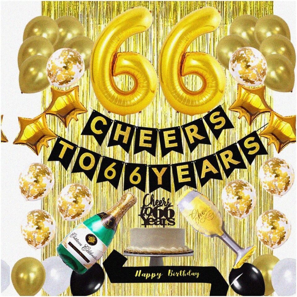 Golden Celebration: 66th Birthday Extravaganza Kit - Cheers To 66 Years ...