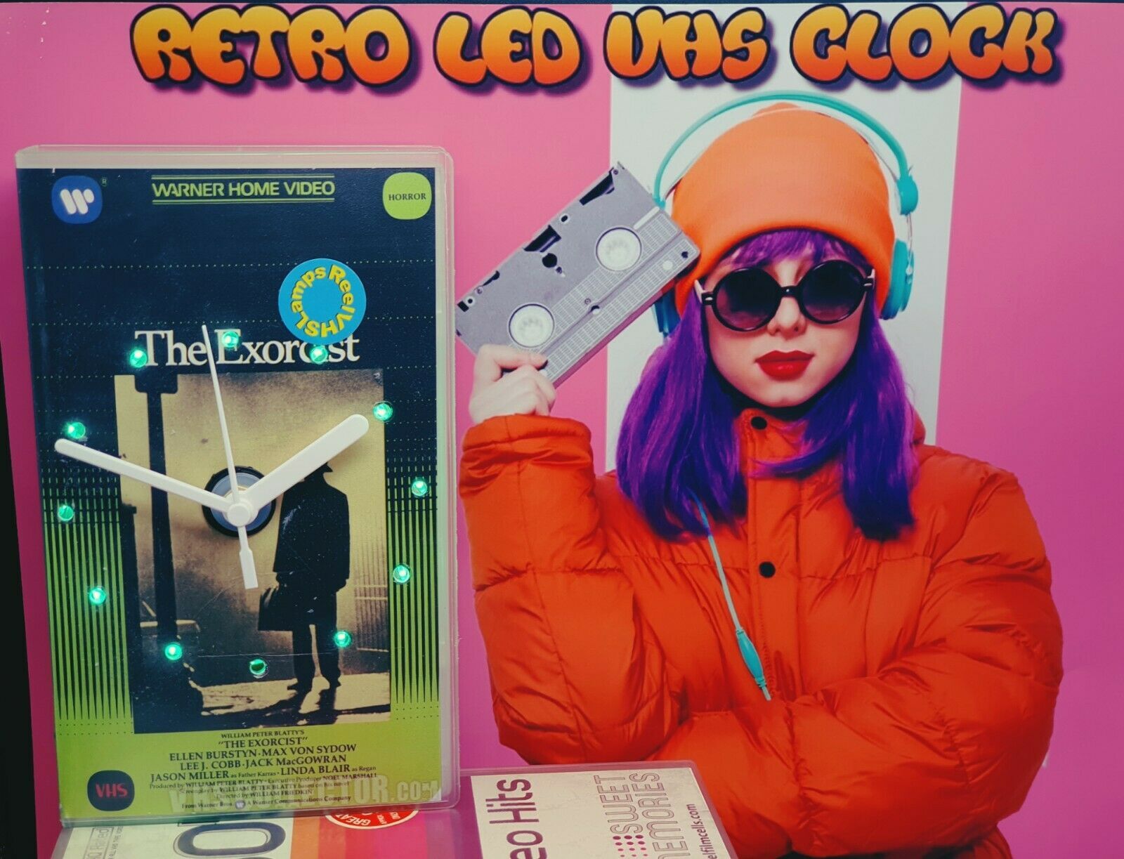 Retro Original backlit LED VHS Clock, The Exocist - Desk or wall Clock ...