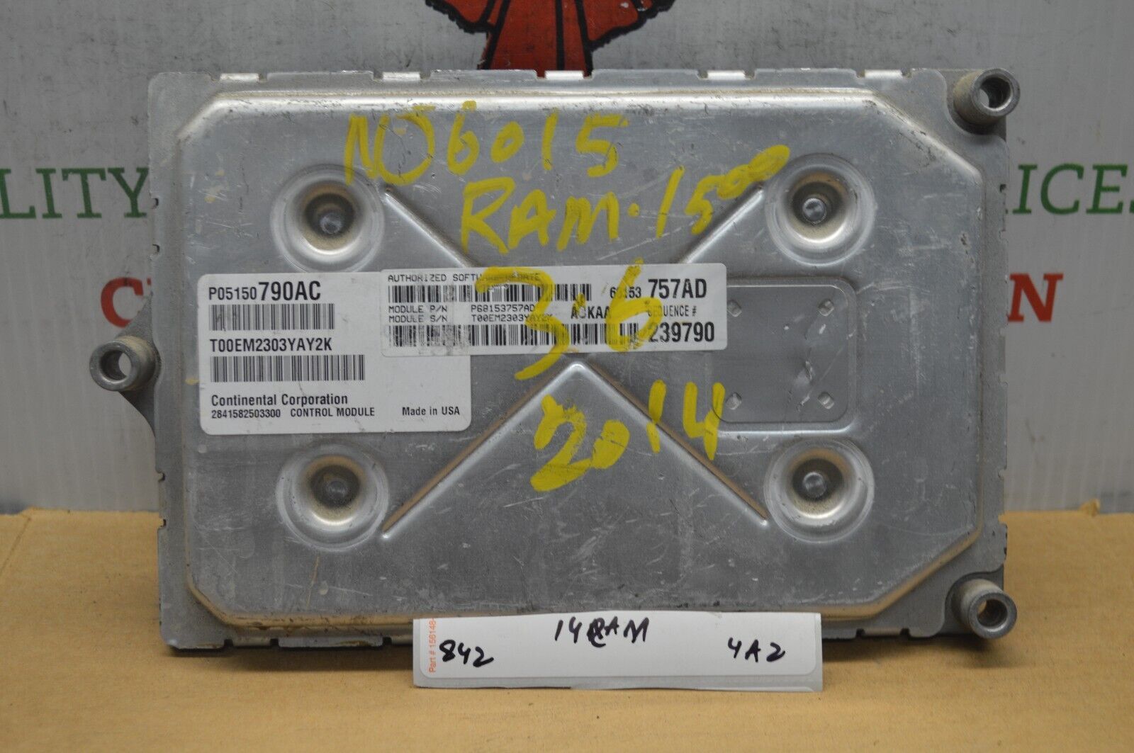 2014 Dodge Durango 3.6L Engine Control Unit ECU 05150790AC Module 842-4A2 - Engine Computers
