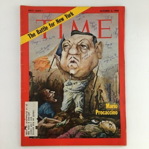 Time Magazine October 3 1969 Vol. 94 No. 14 Mario Procaccino Battle for ...