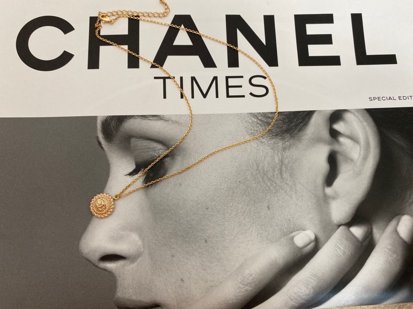Vintage Repurposed Chanel Button Necklace 15mm - Necklaces & Pendants