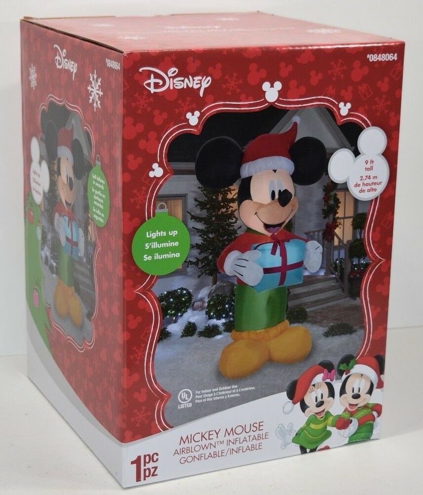 NEW 9 FT DISNEY MICKEY MOUSE AIRBLOWN INFLATABLE PRESENT SANTA HAT ...