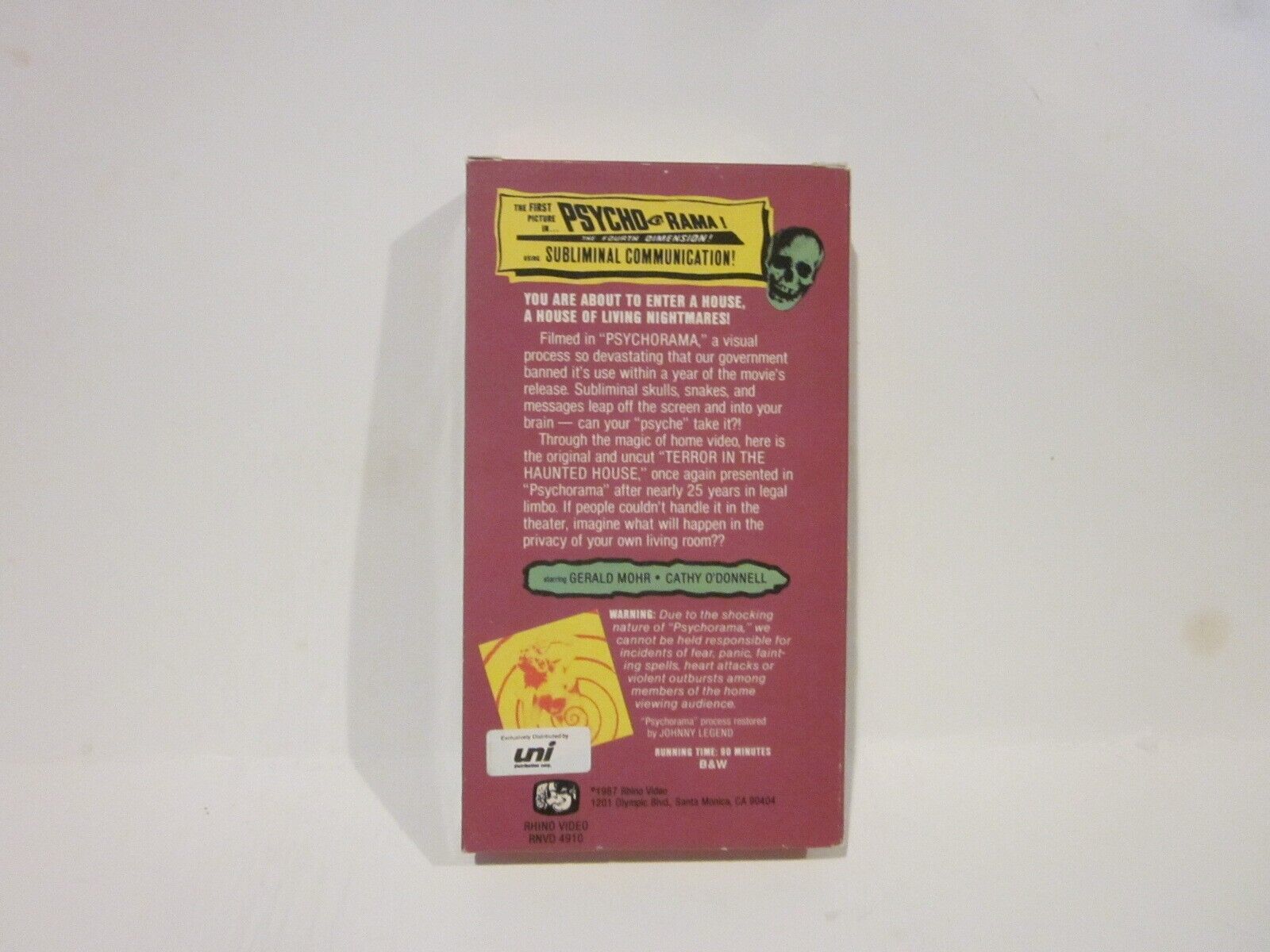 Terror in The Haunted House: Original Uncut Psycho-Rama (VHS Rhino ...