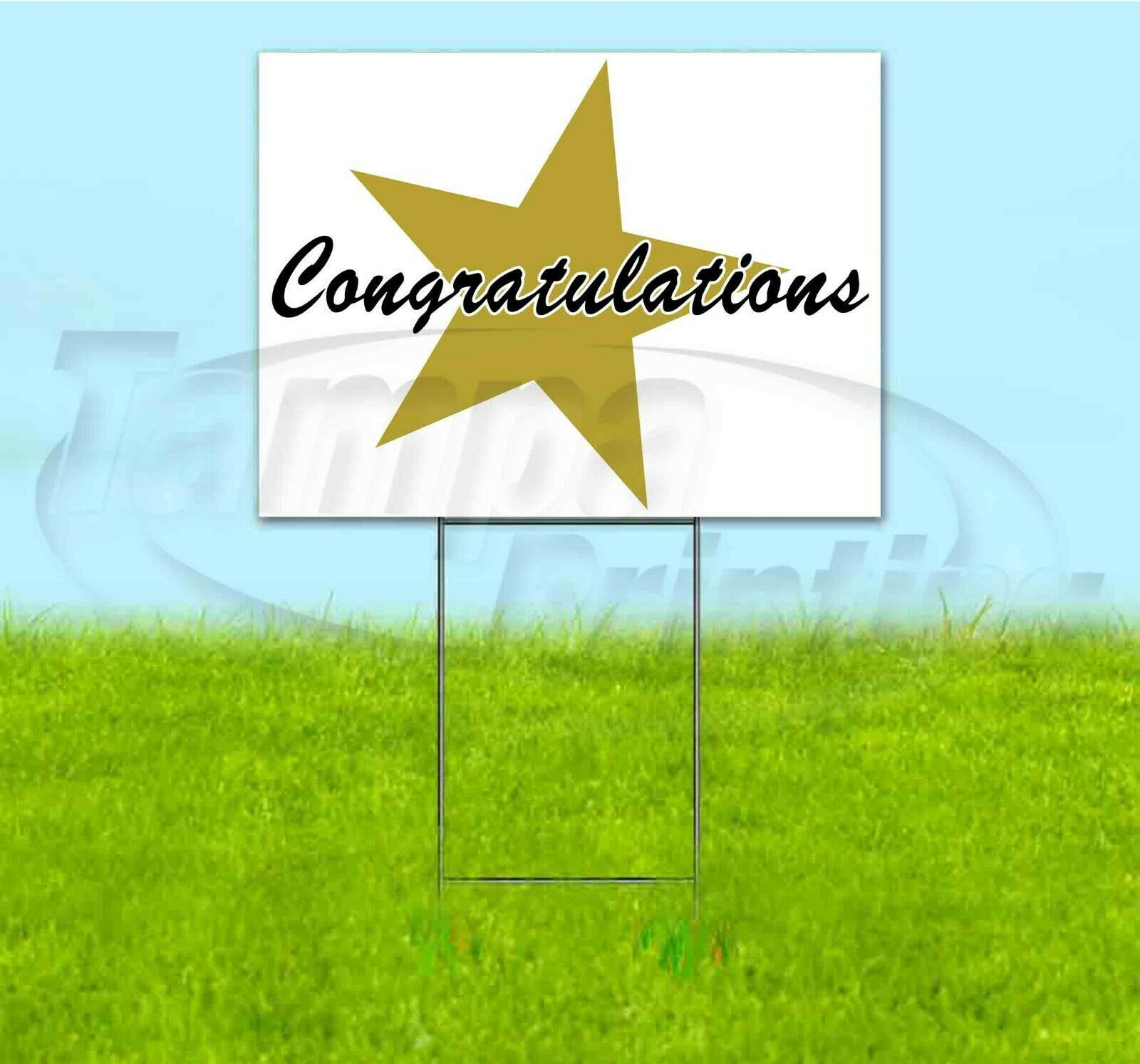 CONGRATULATIONS 18x24 Yard Sign WITH STAKE Corrugated Plastic Bandit ...