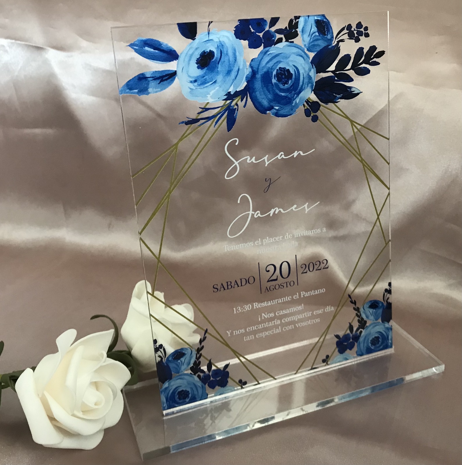 Royal Blue Rose Acrylic Wedding Invitation,Custom 10pcs Acrylic ...