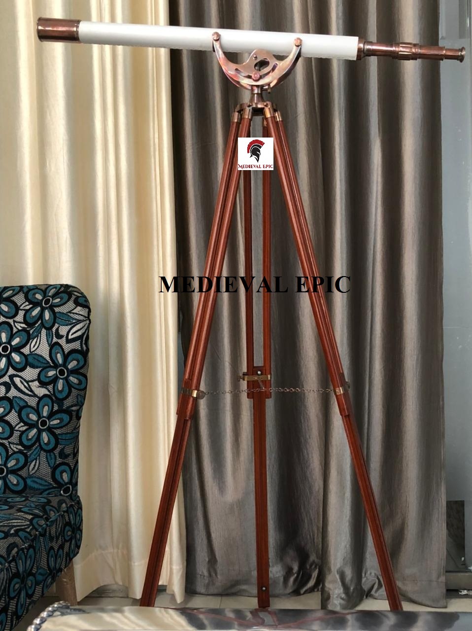 Floor Standing Bronzed With White Leather Griffith Astro Telescope 65 ...
