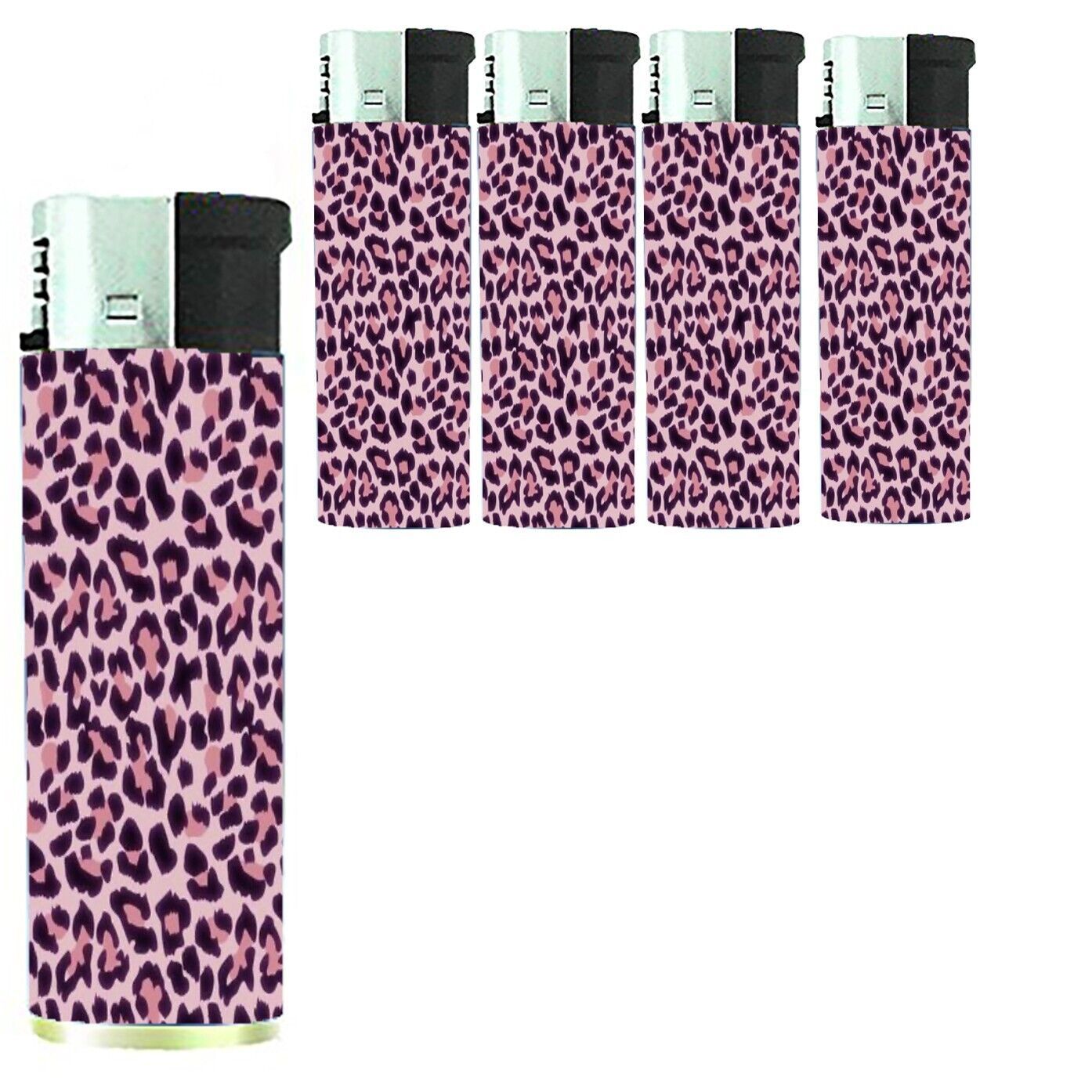 Pink Leopard Print y2k Glam Lighters Set of 5 Electronic Refillable ...