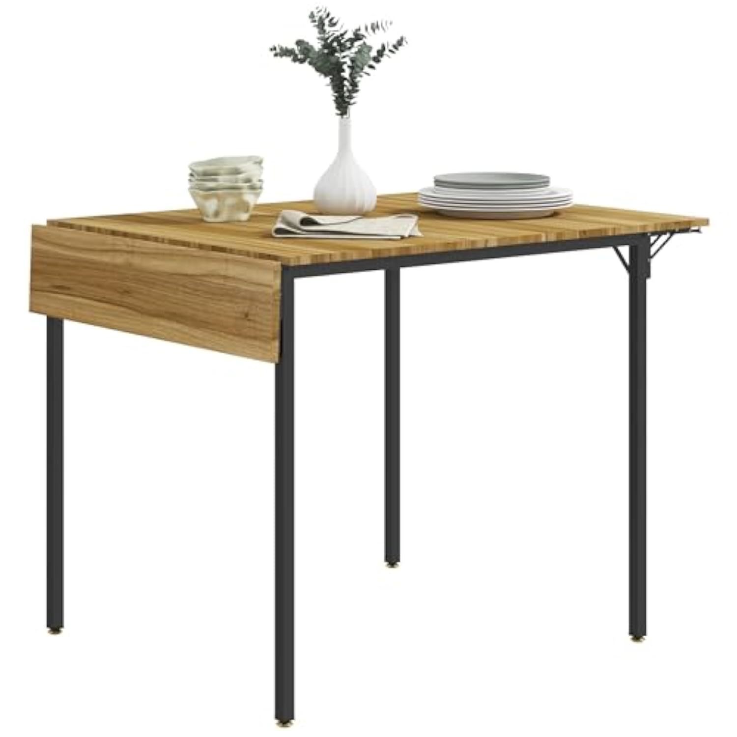 HOMCOM Industrial Folding Dining Table for 2 to 4, Space Saving Drop ...