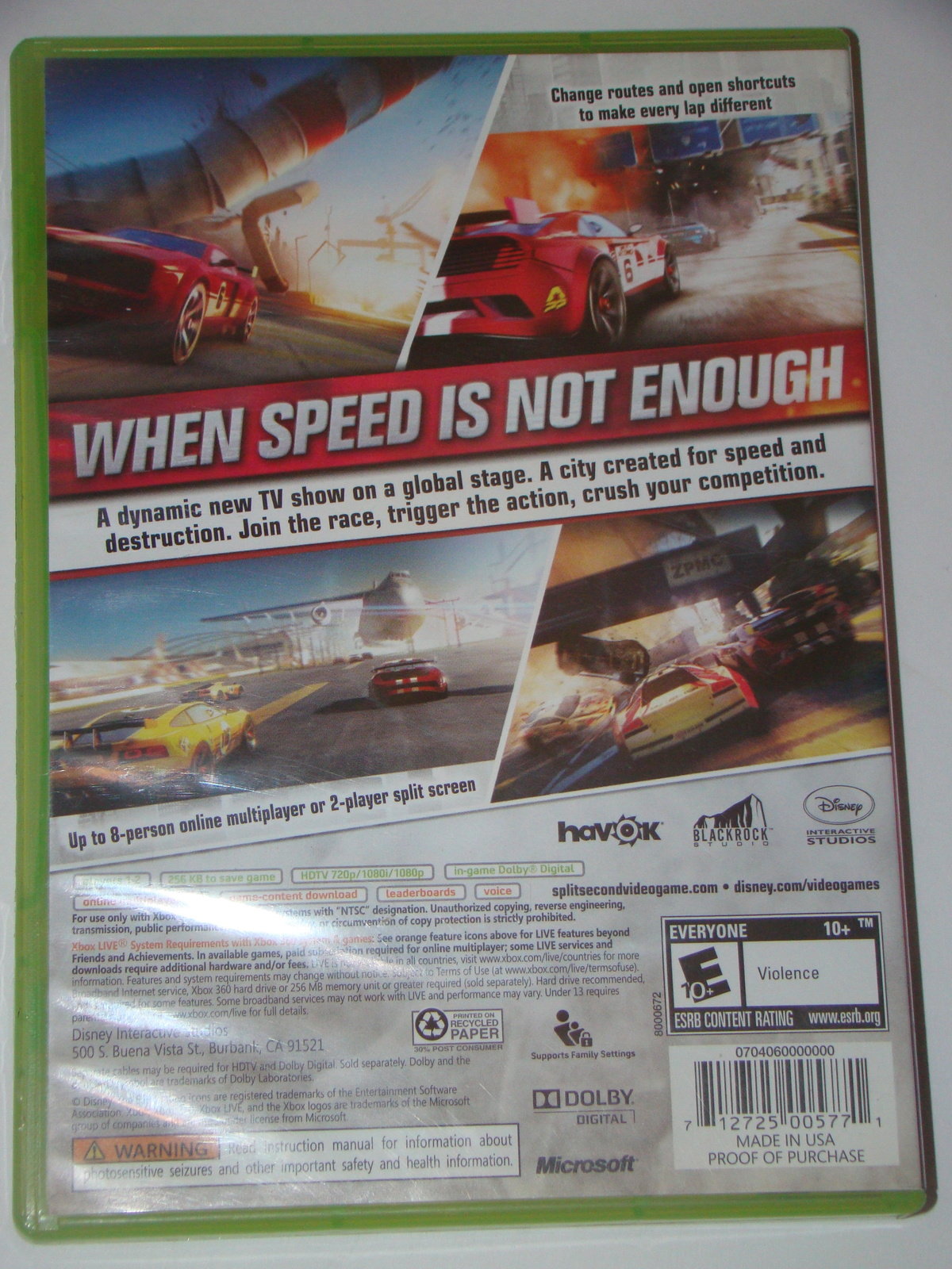 XBOX 360 - SPLIT / SECOND (Complete with Manual) - Video Games