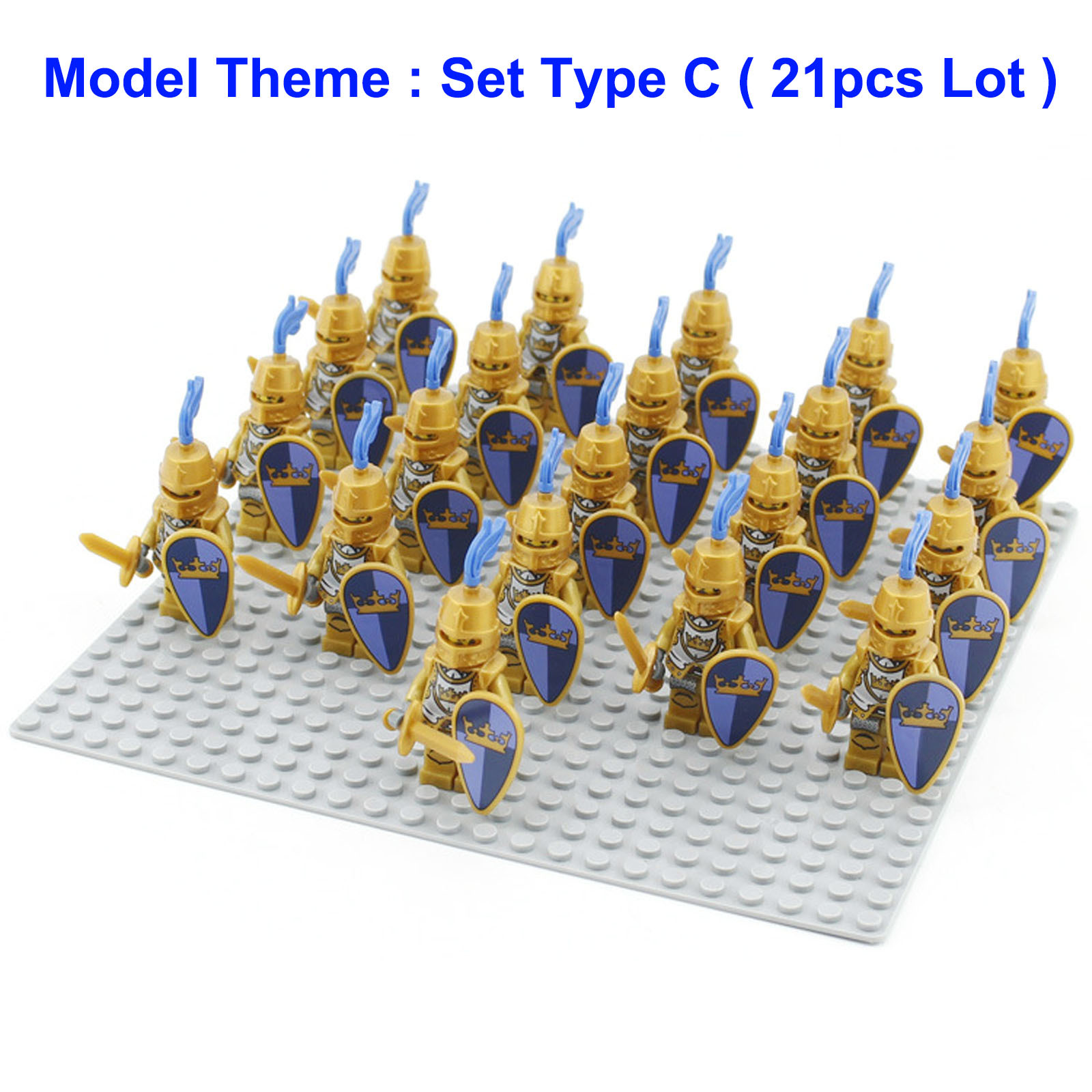 Medieval Lion Knight Soldier Crown Castle Knight Army 21pcs Minifigures ...