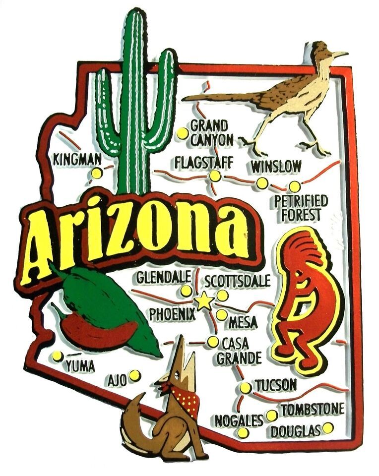 Arizona Jumbo State Map Fridge Magnet - Refrigerator Magnets