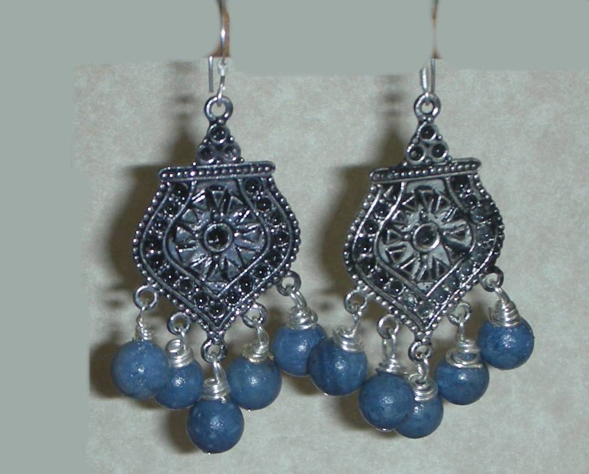 Chandelier Pacific Blue Sea Coral Earrings - Earrings