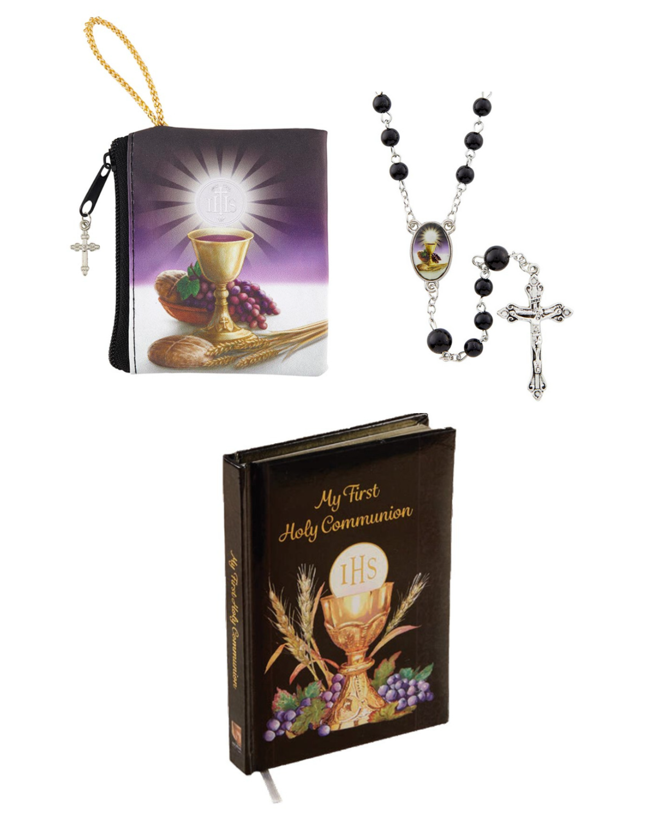 Boy's "Bread of Life" First Communion Eucharist Rosary, Case & Book Set ...