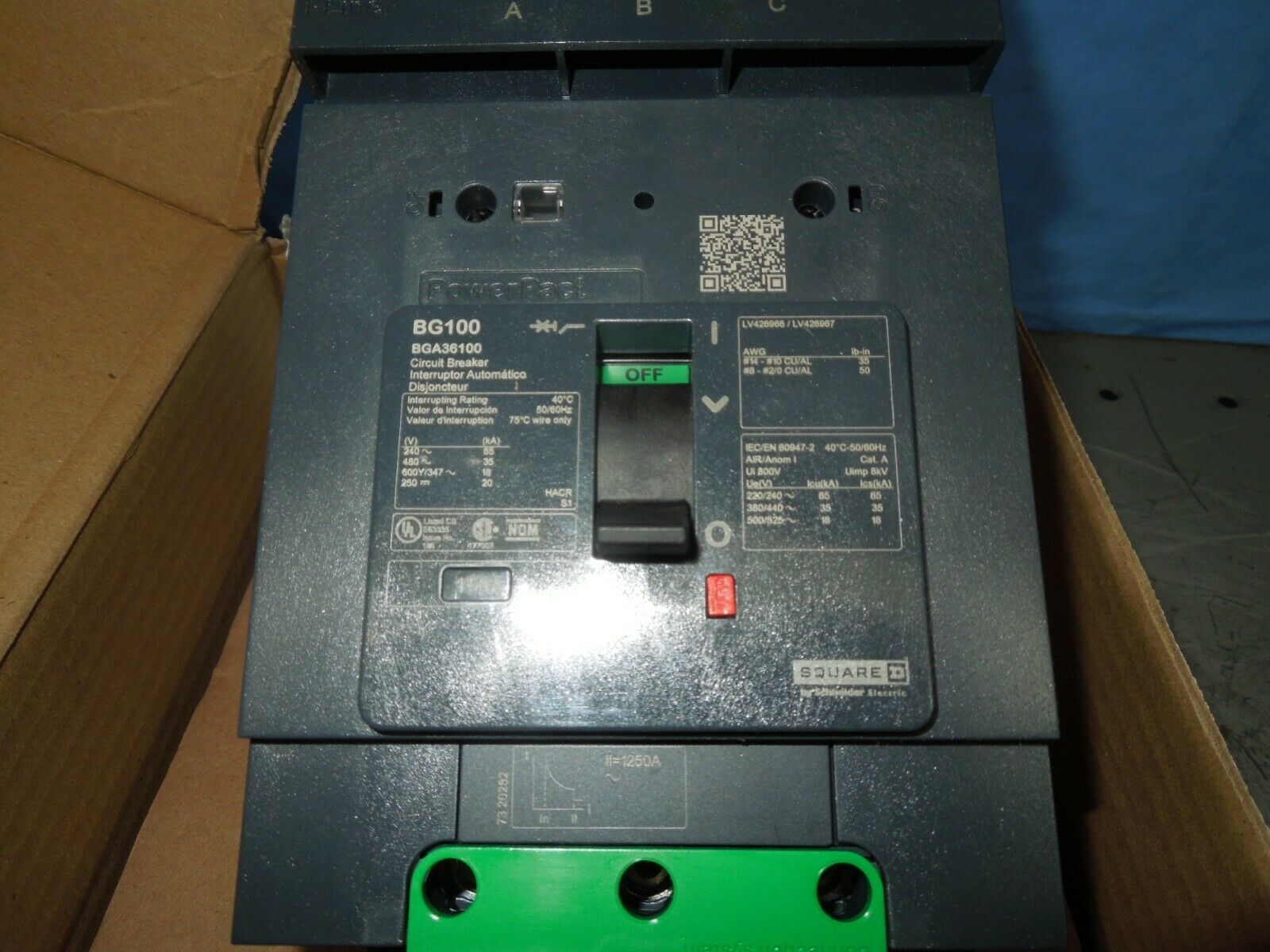Square D PowerPact B Frame I-Line Circuit Breaker BGA36125 125A 3P 600V ...