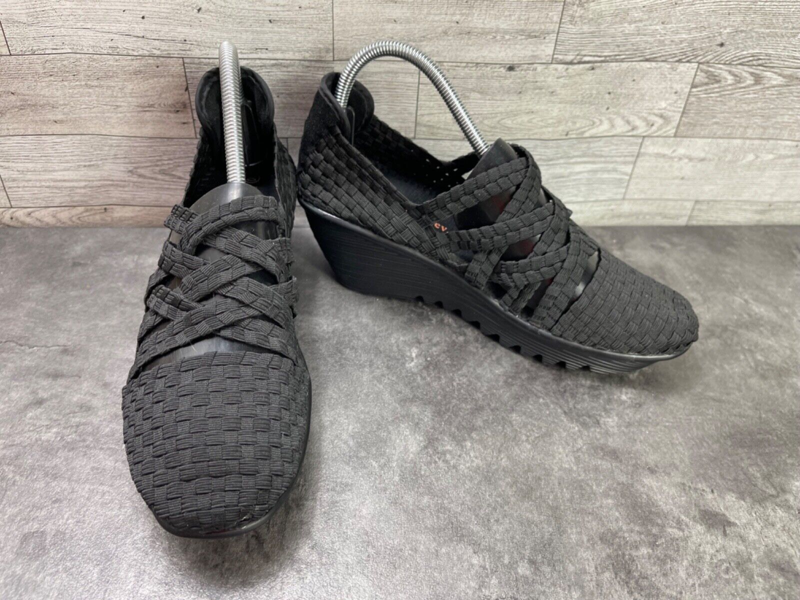 Bernie Mev Women Shoes Black 9.5 M Stretch Platform Straps Comfort ...