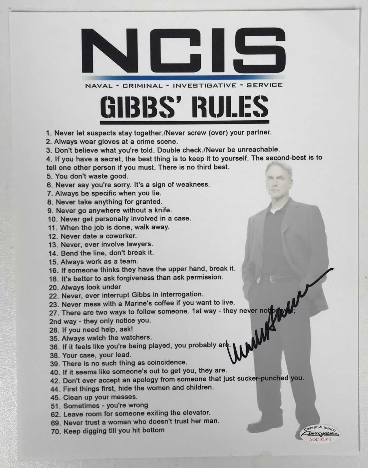 Mark Harmon Signed Autographed Glossy ''Gibb's Rules'' 8x10 Photo ...