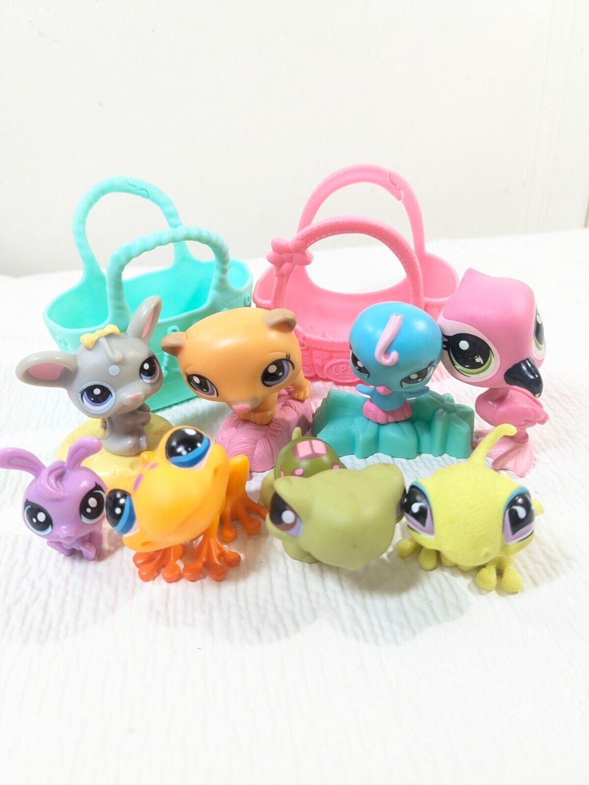 Littlest Pet Shop set Mcdonald's bunny Ferret Parakeet Flamingo frog ...