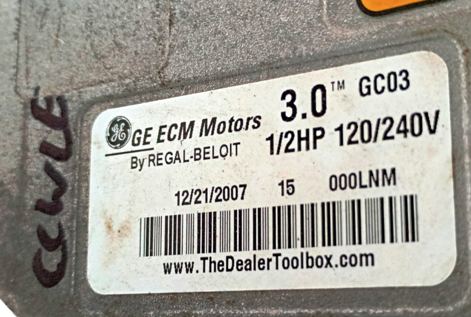 GE ECM 3.0 GC03 Module only 1/2HP 120/240V for CCW LE rotation used # ...