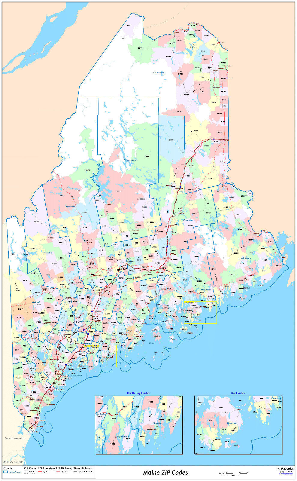Maine State Zipcode Laminated Wall Map and similar items