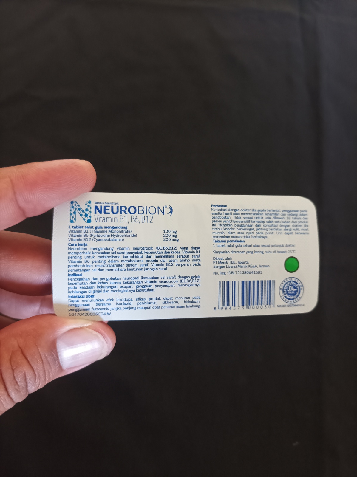 500 Tablets NEUROBION Vitamin B1,B6,B12 Nerve Relief,Numbness ...