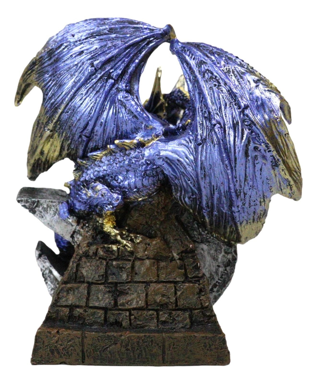 Sky Behemoth Blue And Gold Dragon Guarding Crescent Moon Pentagram Star ...