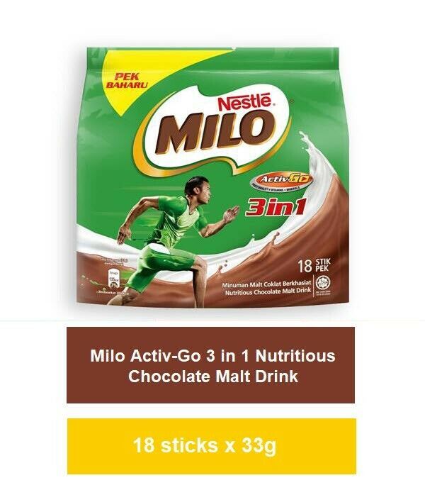 Nestle Milo Activ-Go Chocolate Malt Milk Whole Grain Cereal Nutritional ...
