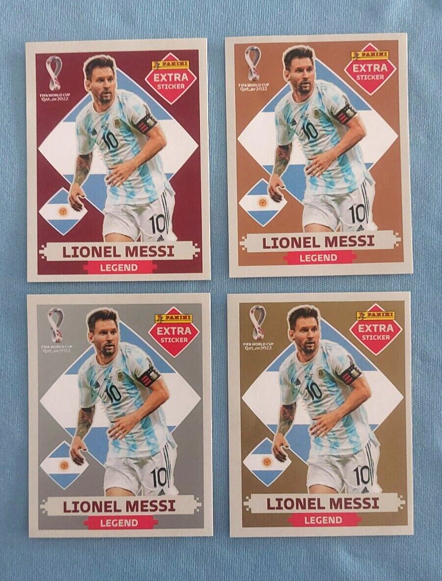 Set 4 Lionel Messi Stickers Extra Qatar World Cup 2022 legend Gold ...