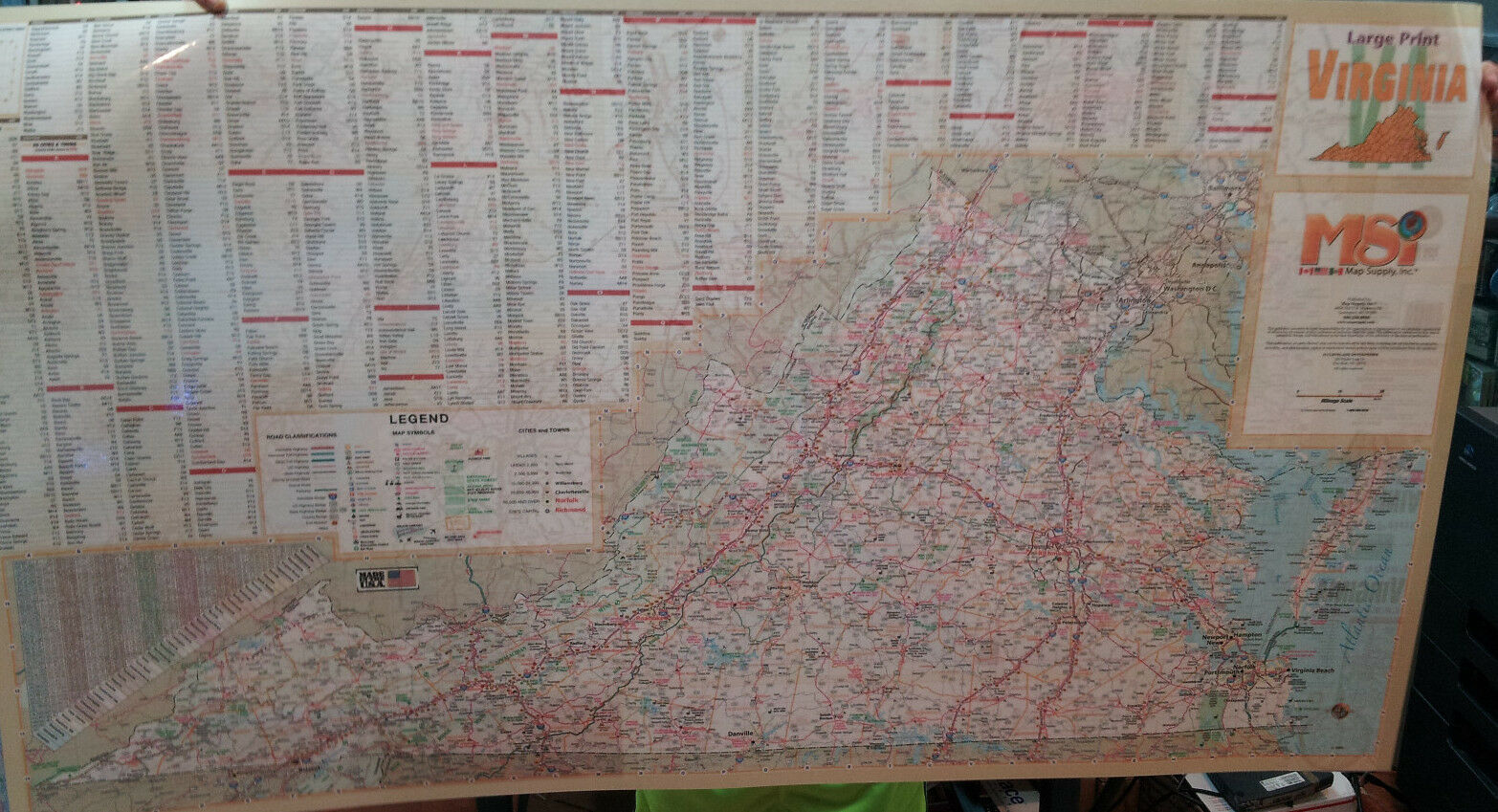 Virginia State Highway Laminated Wall Map (MSI) - Maps & Atlases
