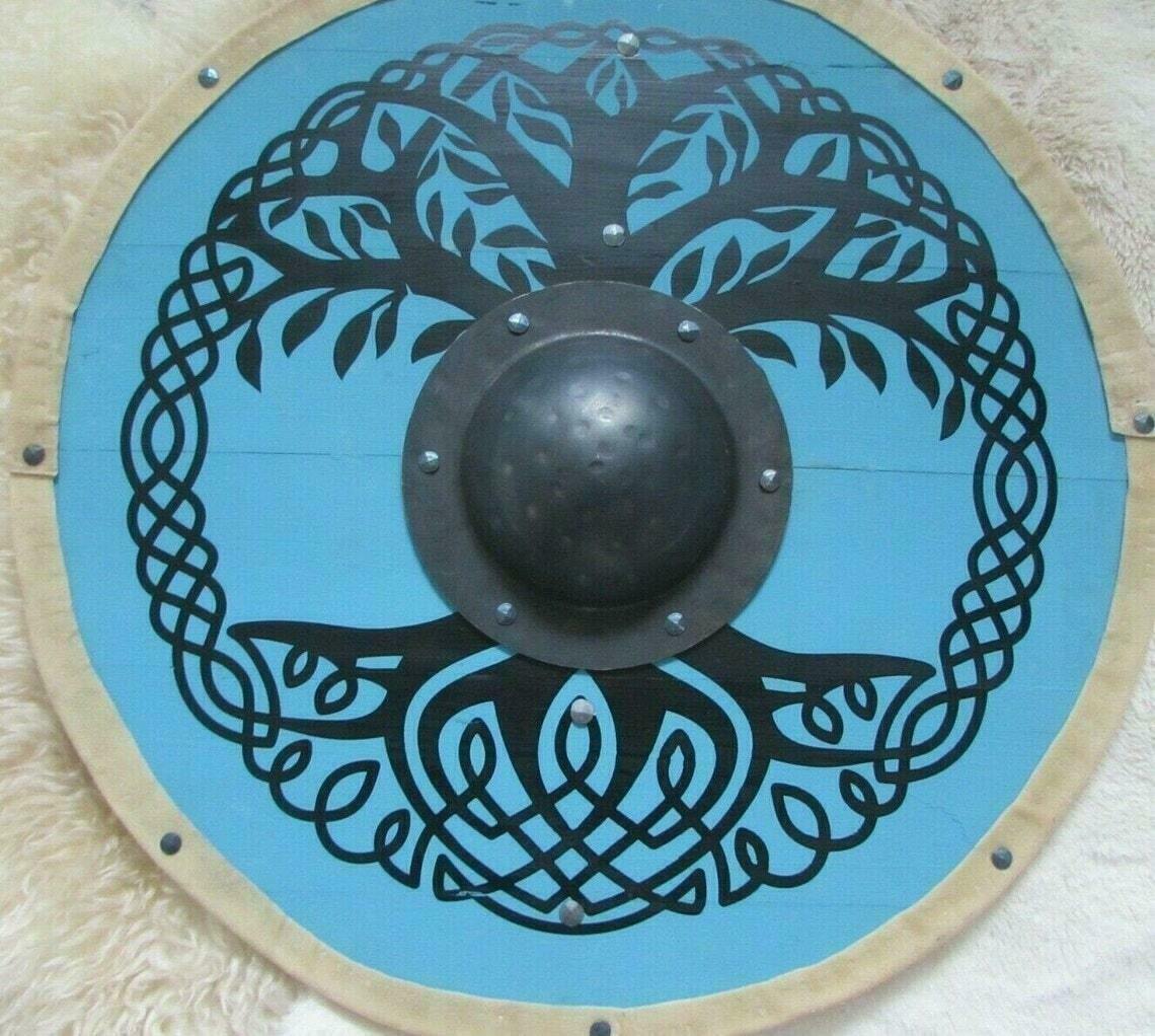 Viking Knights Fenrir Gokstad Shield Wooden Round Functional Norse ...