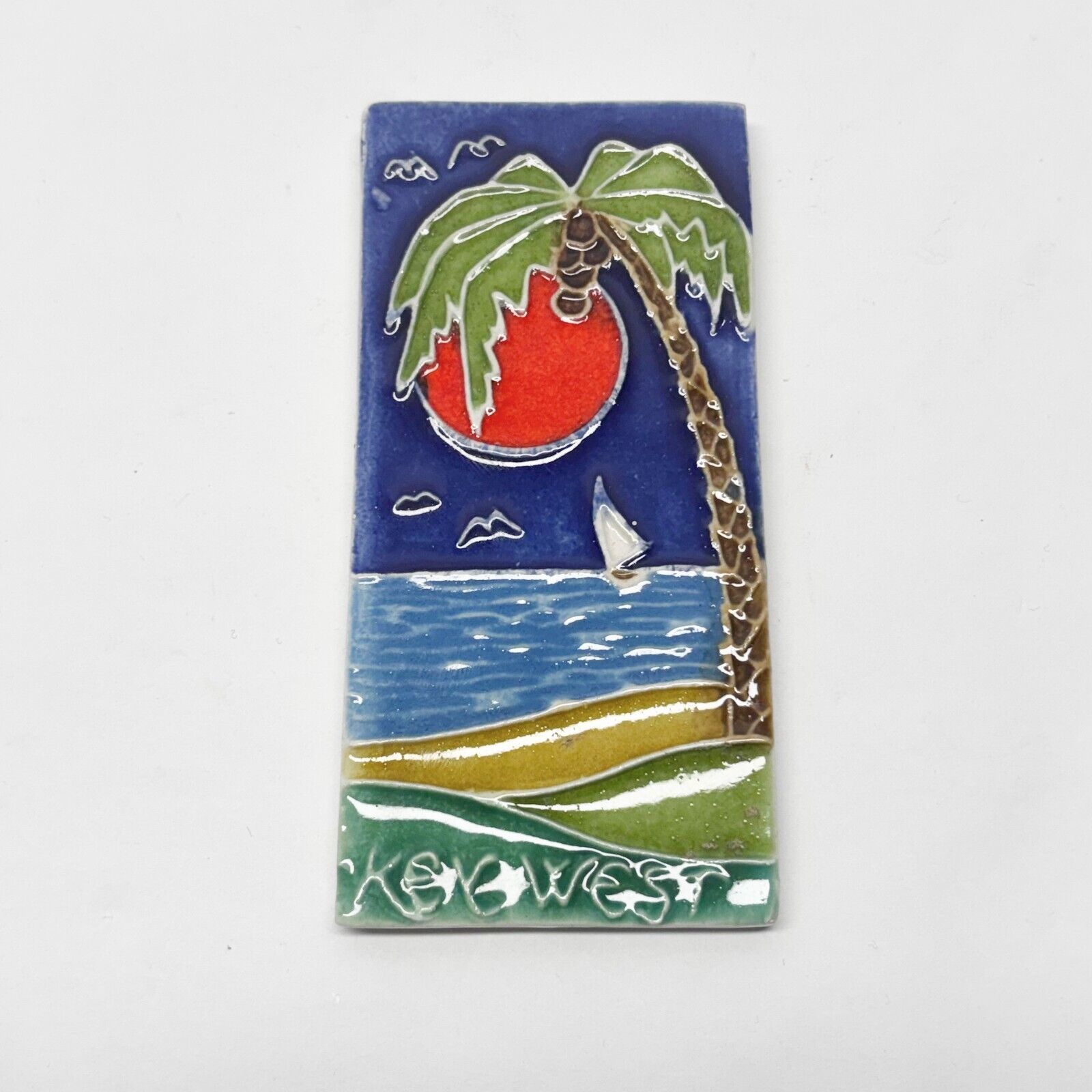 Ceramic Souvenir Tile Ocean Scene Key West Signed Made in Italy 4.5 x2 ...