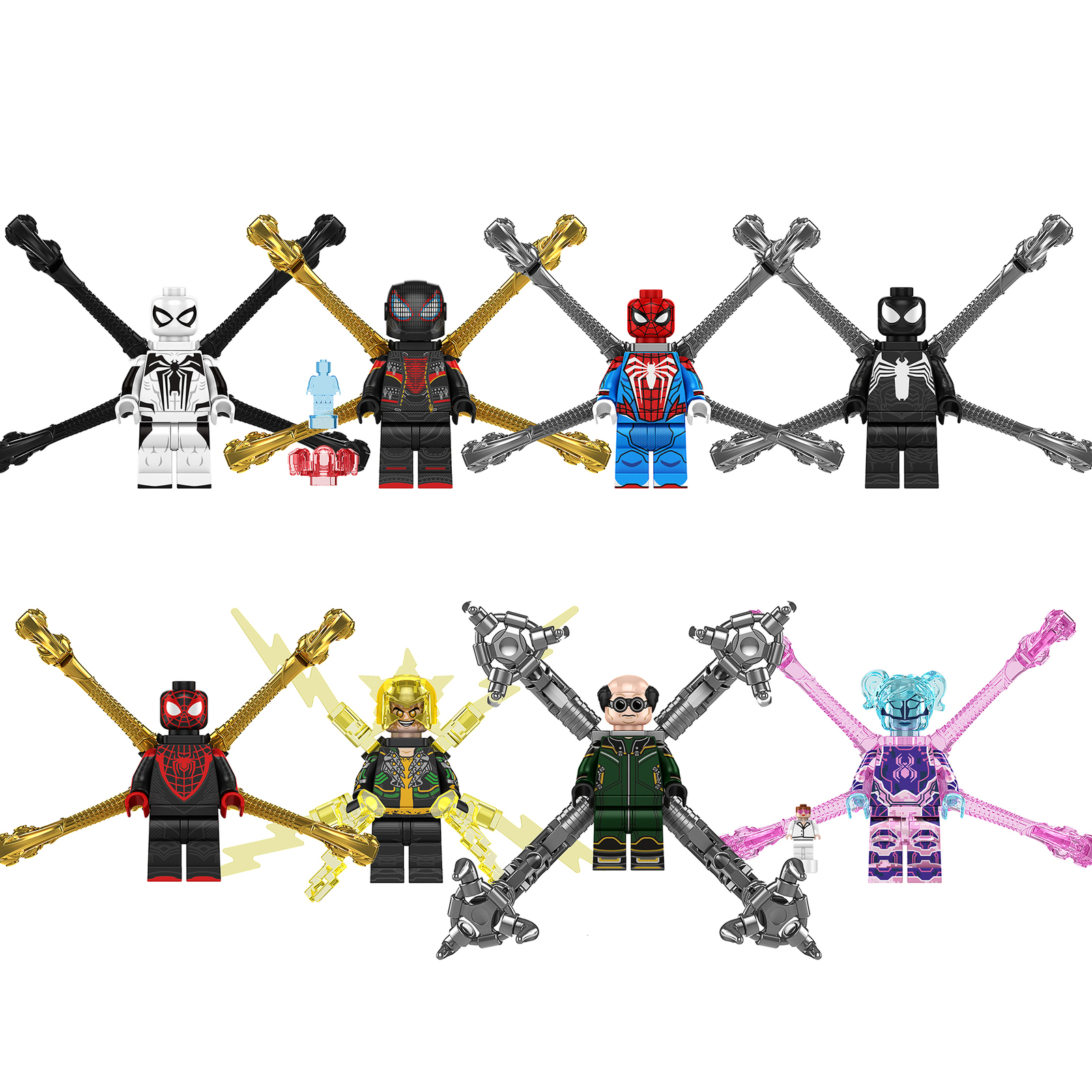 8pcs Spider Man Across the Spider-Verse Minifigure Building Blocks - Building Toy Complete Sets ...