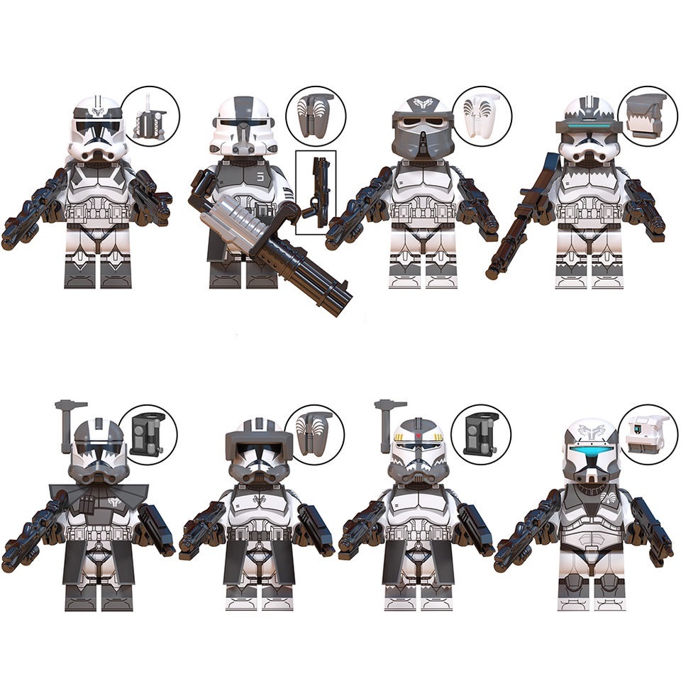 8pcs Star Wars 104th Battalion Wolfpack Clone Troopers Minifigures Accessories - Building Toy ...