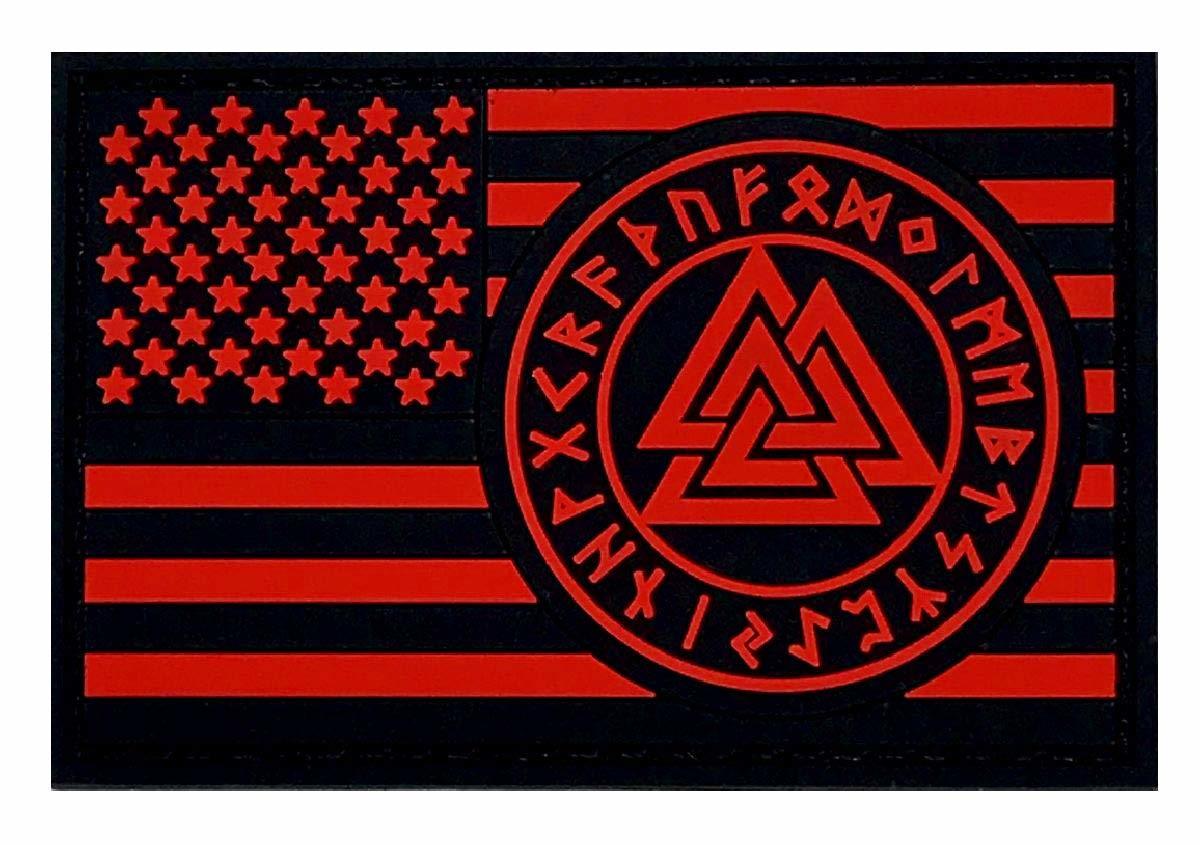 USA Flag Valknut Odin Viking Symbol Patch [3.0 X 2.0 inch -PVC Rubber ...
