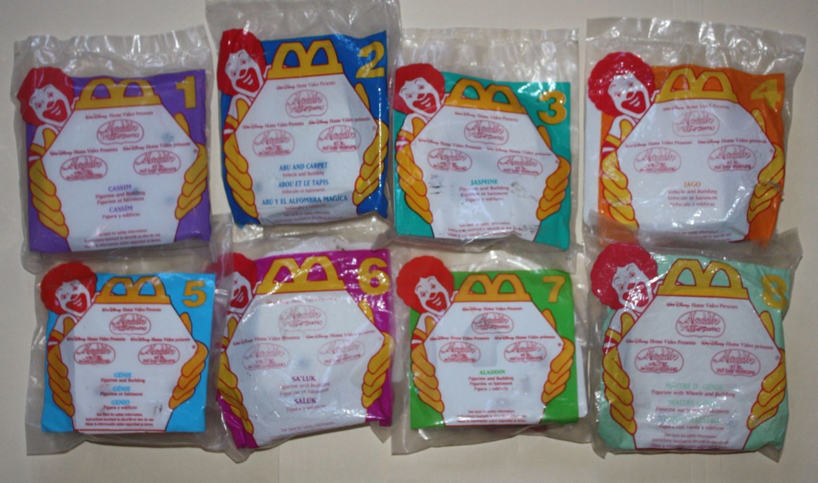 1996 McDonalds Disney's Aladdin & the Prince of Thieves Set of 8 Sealed ...