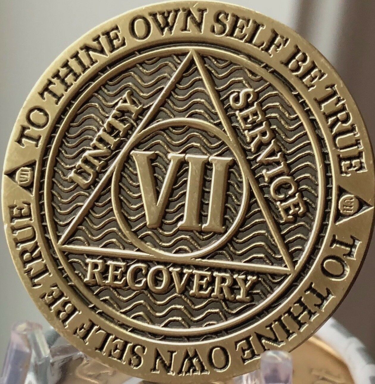 7 Year AA Medallion Reflex Antique Chocolate Bronze Sobriety Chip Coin ...