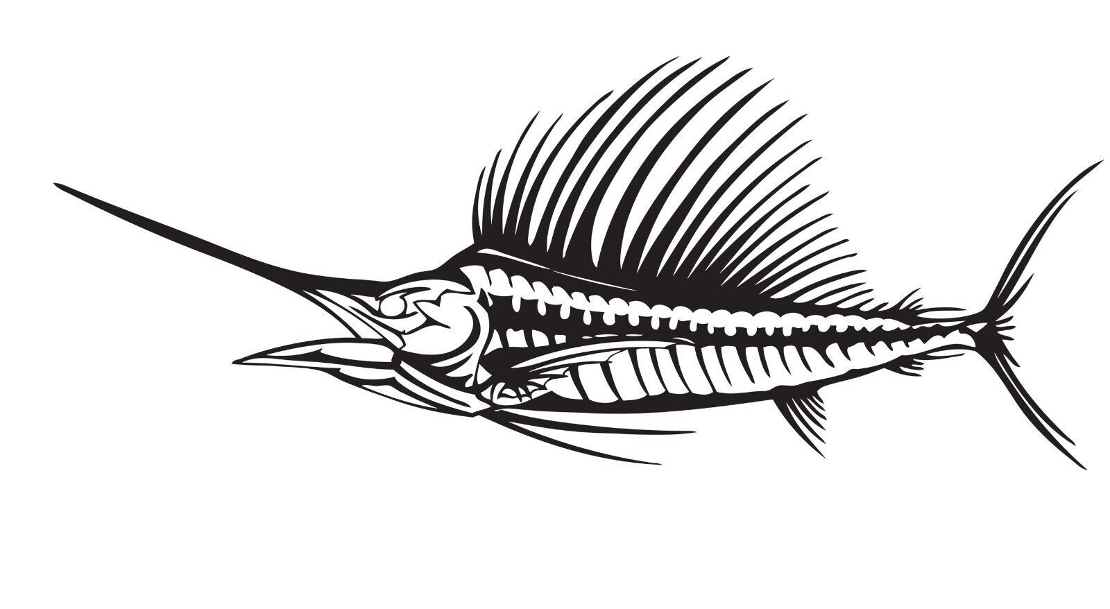 Sailfish Bones Skeleton Vinyl Decal Sticker Truck Boat Car Cooler Cup ...