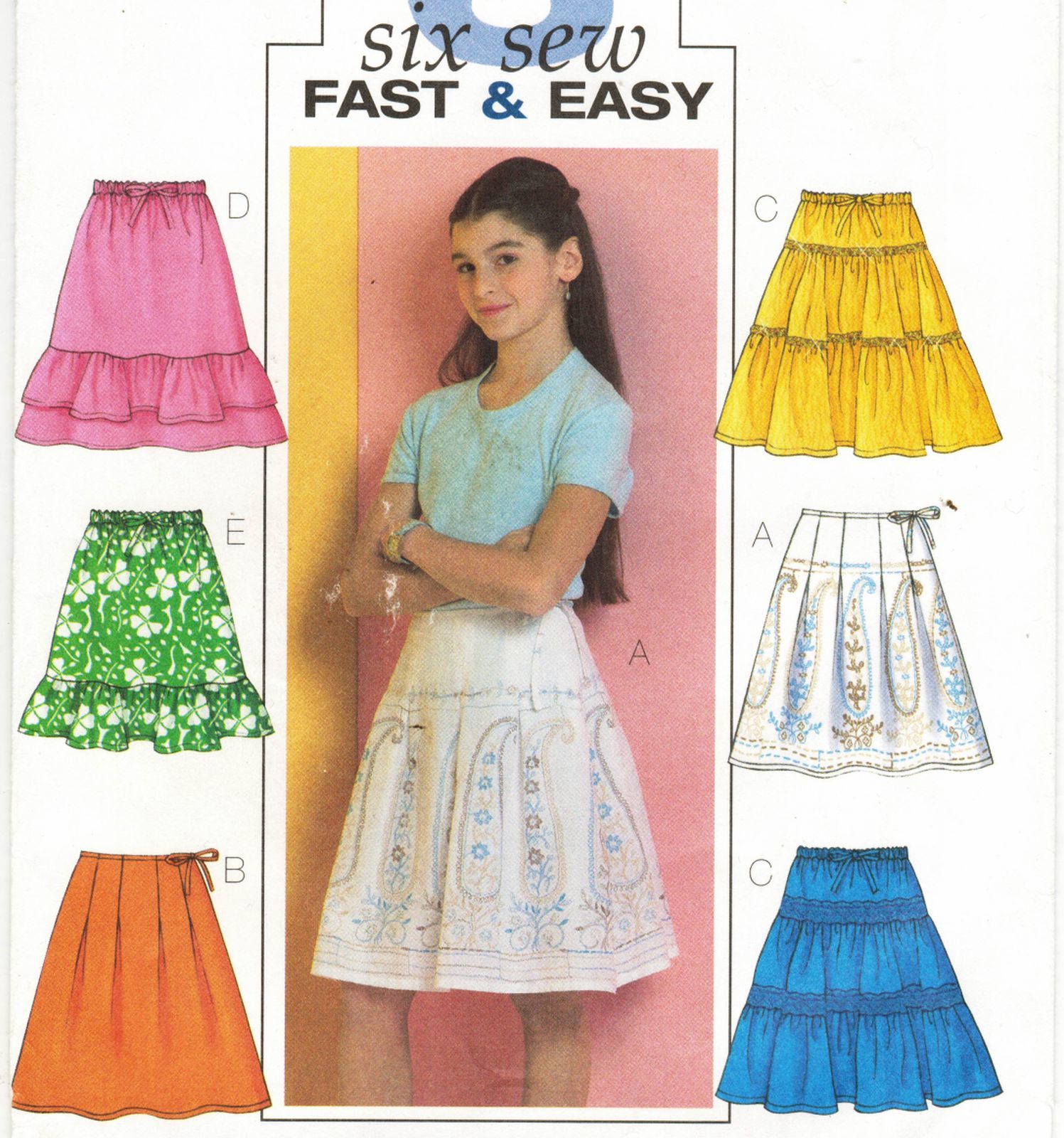 Girls Fast Easy Pleated Tierd Ruffled Gathered Skirts Sew Pattern 7-10 ...