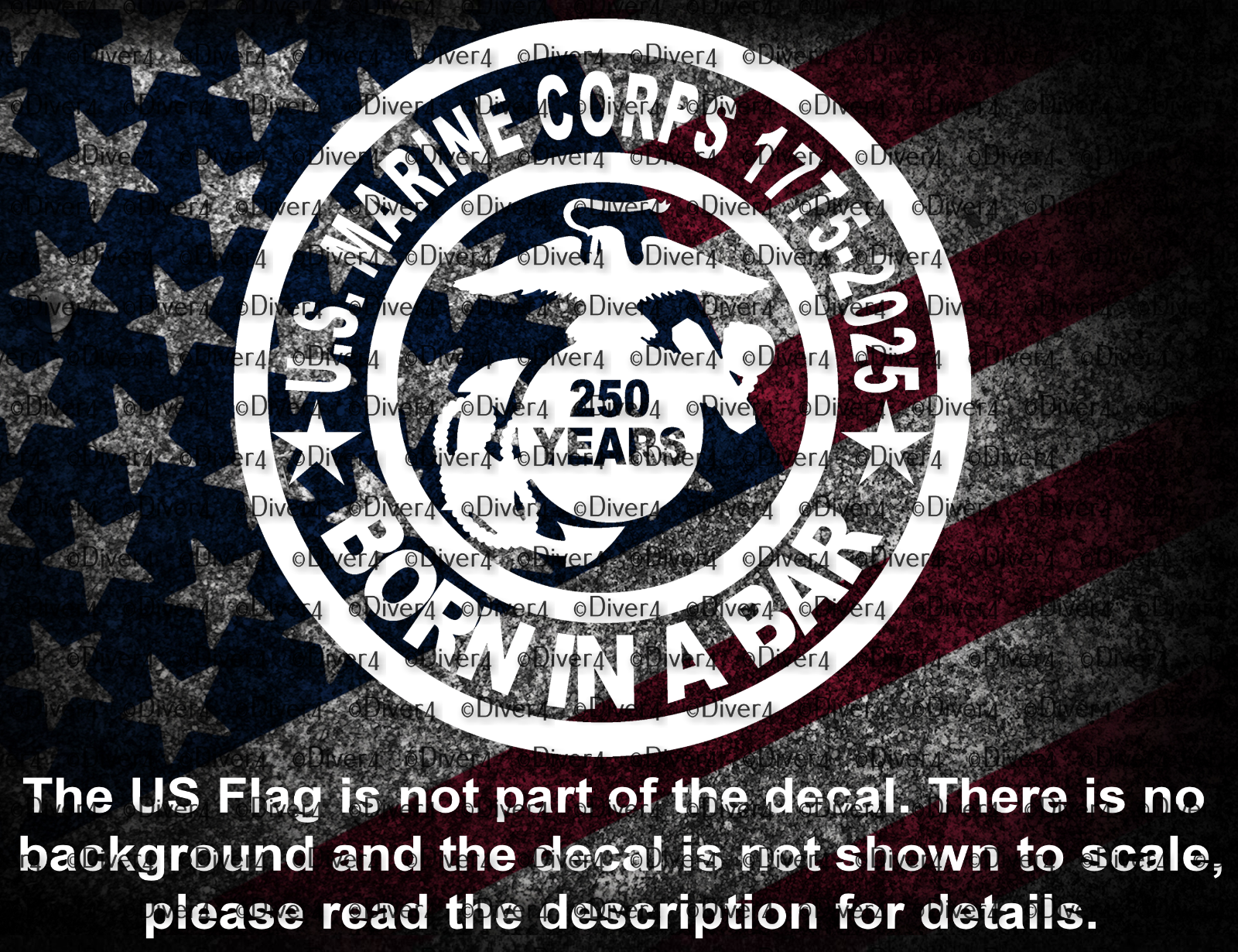 Round US Marine Corps 1775-2025 Born In A Bar 250 Years Decal US Made ...