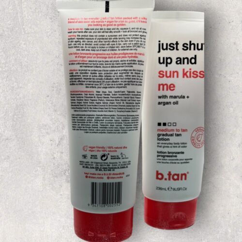 2 x Just Shut Up And Sun Kiss Me Gradual Tan Lotion w/Marula + Argan ...