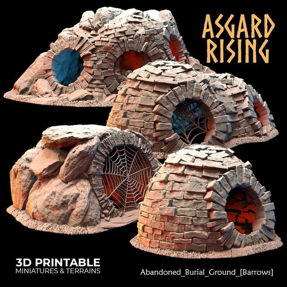 3D Printed Asgard Rising Abandoned Burial Ground Burrows 28 32 mm ...