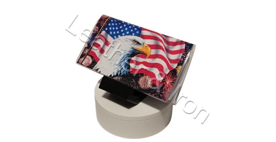 American Flag Bald Eagle Profile Design Vinyl Checkbook Cover - ID ...