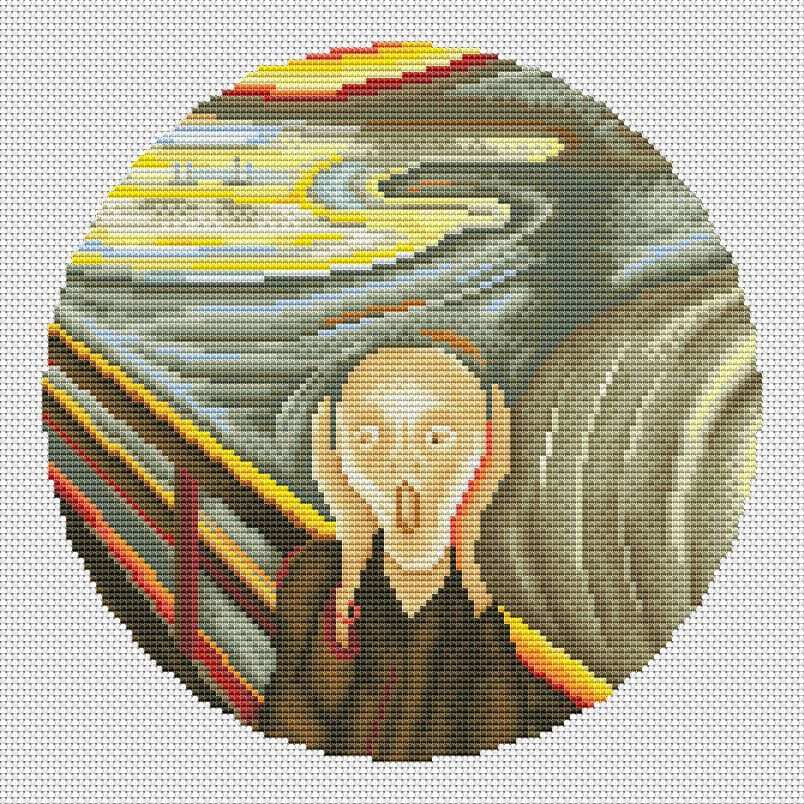 Scream cross stitch Munch Art pattern pdf - Munch Cross Stitch scream ...