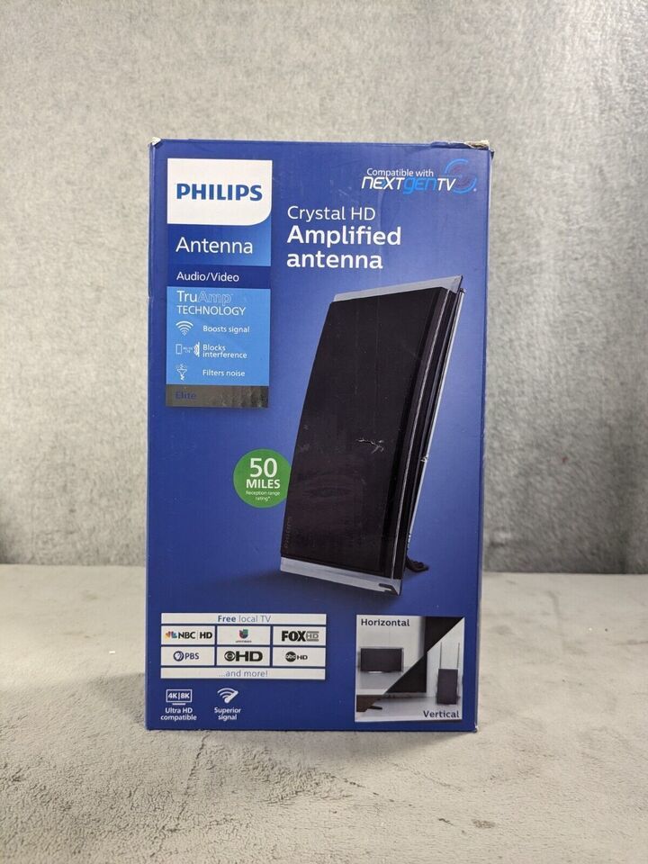 Philips Crystal HD Amplified Antenna 50 Miles TruAmp Technology - Antennas